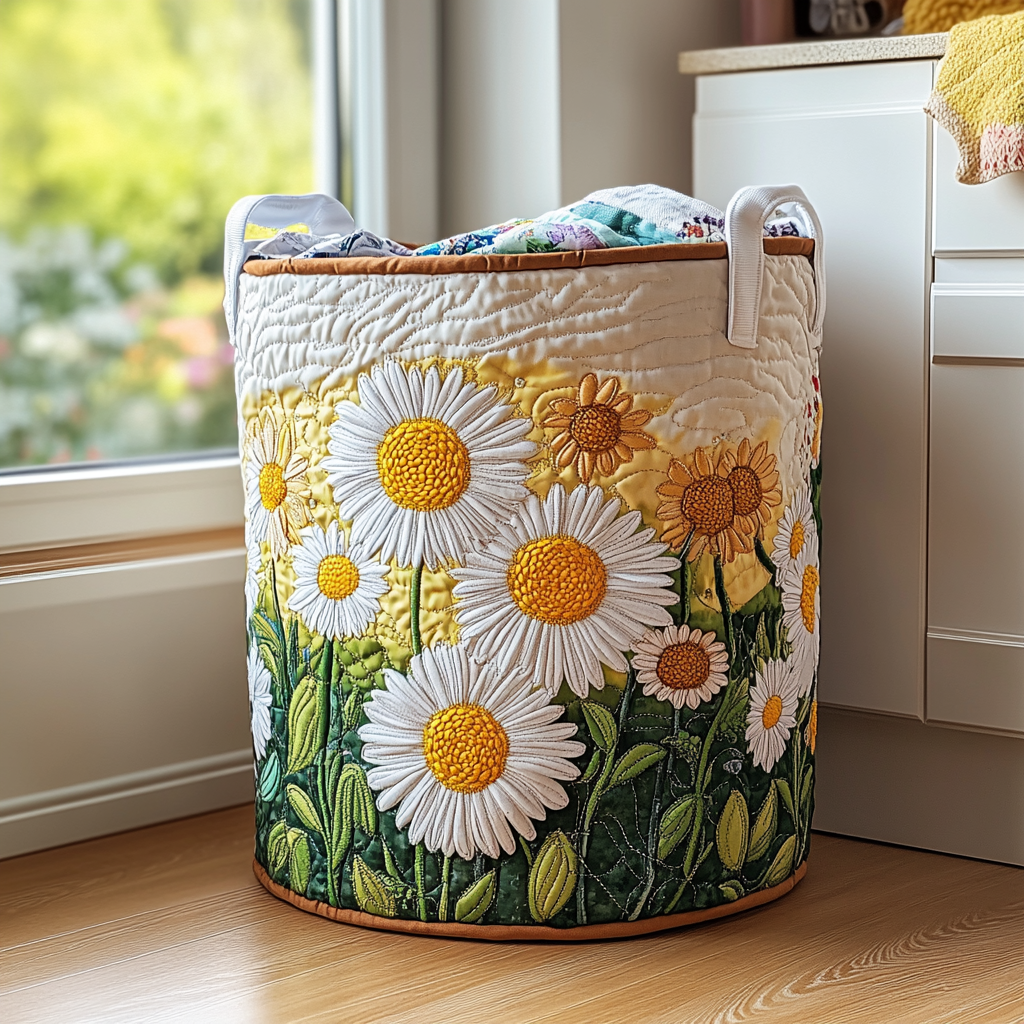 Daisy Breeze Quilted Laundry Basket NCU0DDK748 – Quiltnest