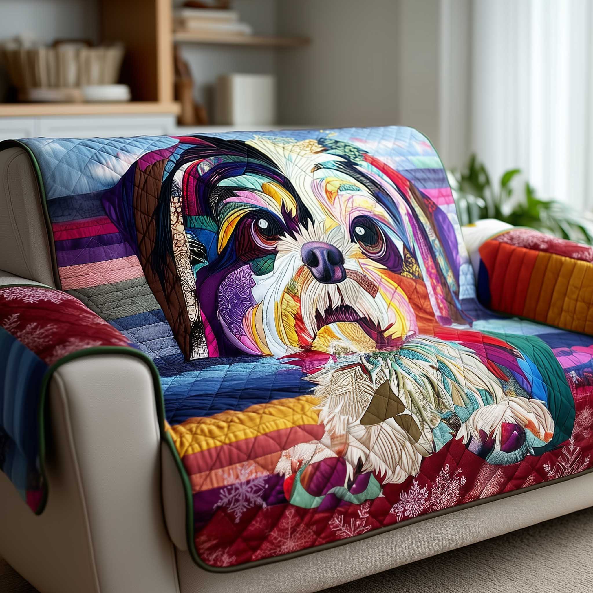 Abstract Dog Patchwork Quilted Sofa Cover NCU0HTT050 – Quiltnest