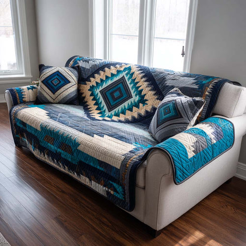 Arctic Turquoise Navajo Quilted Sofa Cover NCU0NXD1248 – Quiltnest