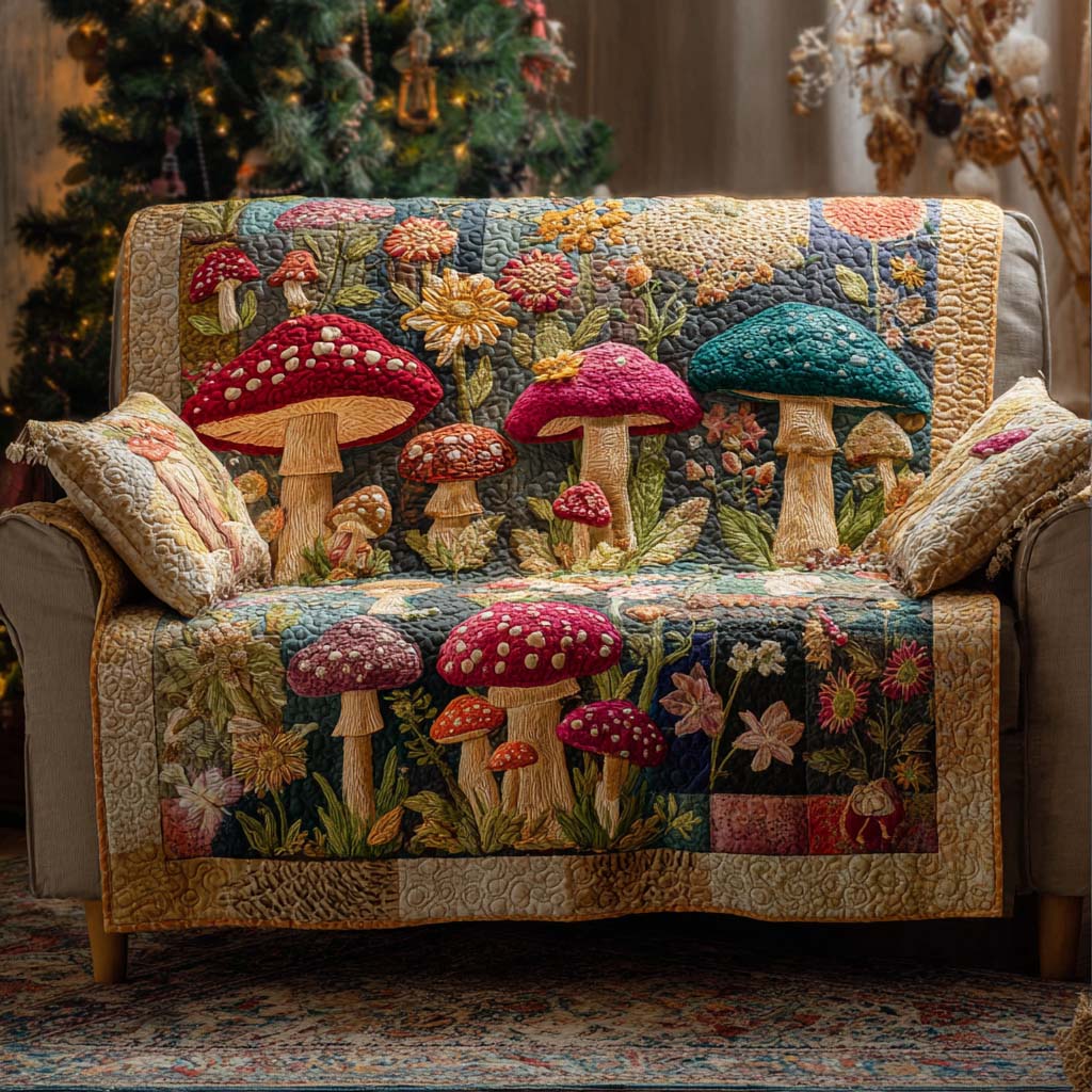 Autumn Fungi Garden Quilted Sofa Cover NCU0NXD1145 – Quiltnest