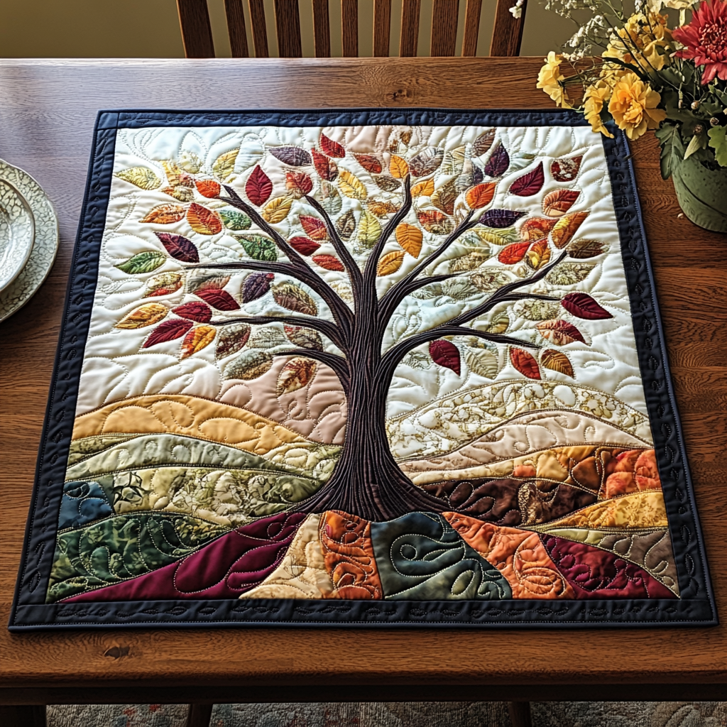 Autumn Roots Quilted Table Topper NCU0DDK644 – Quiltnest
