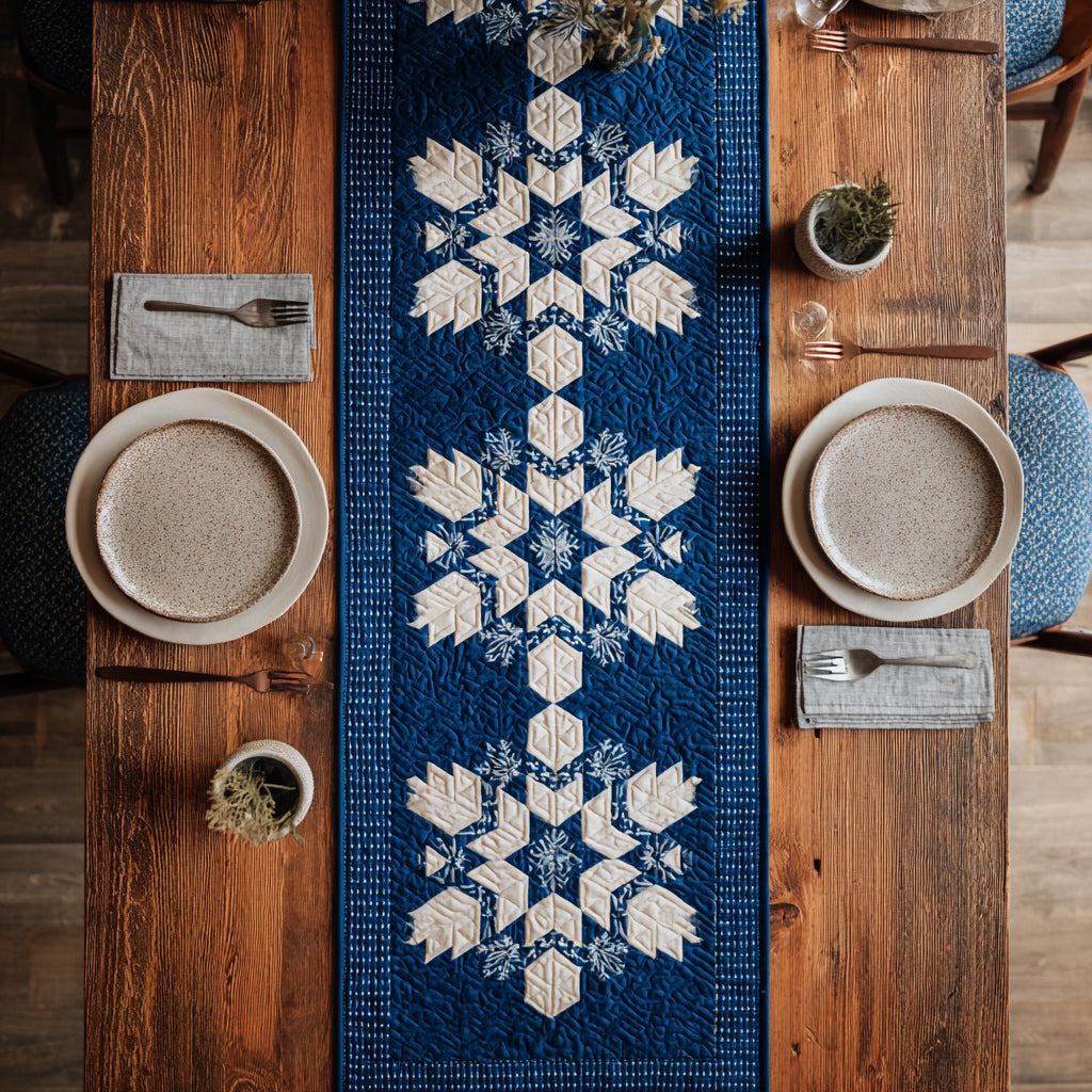 Azure Snowflake Quilted Table Runner NCU0HNH359 – Quiltnest