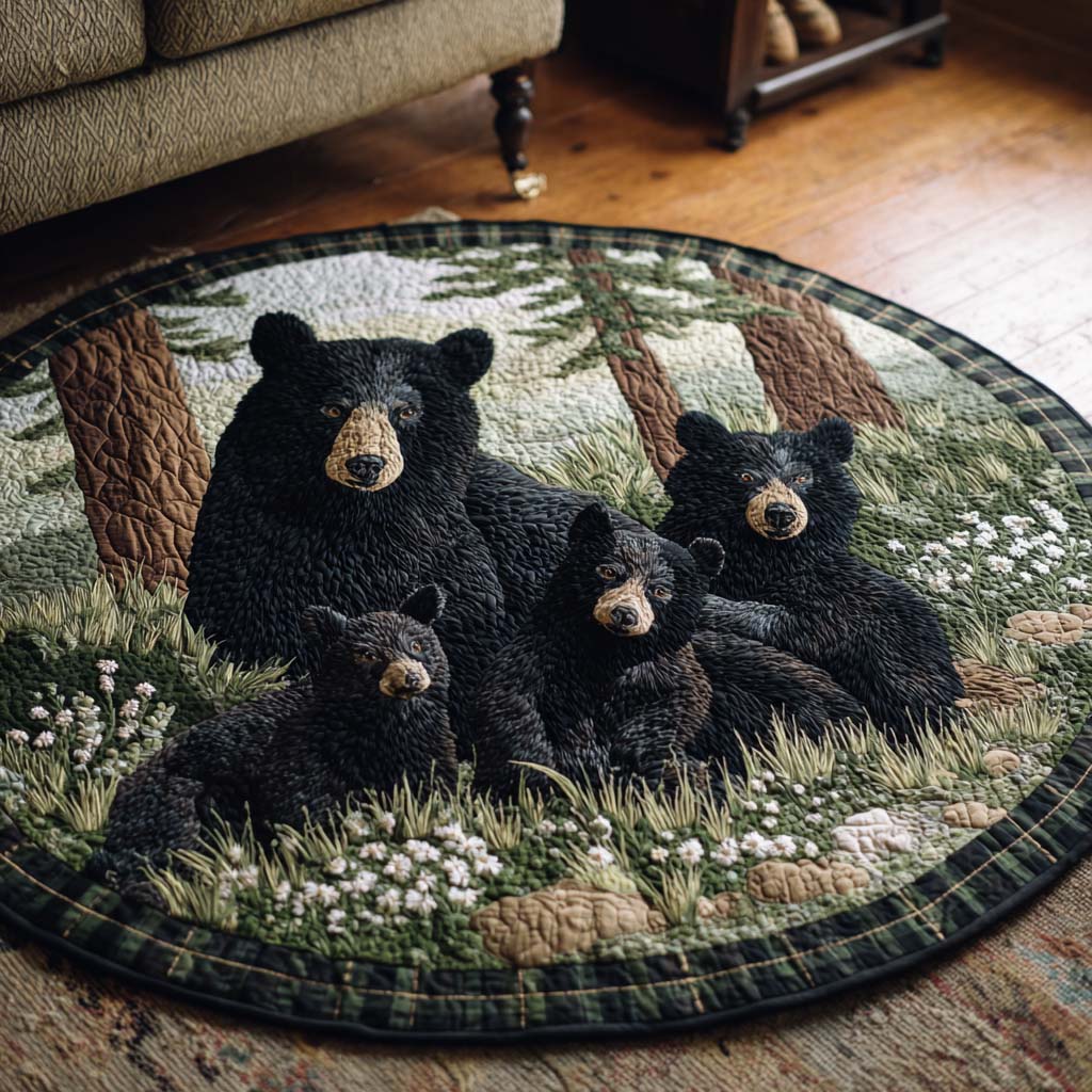 Bear Family Quilted Round Mat NCU0NNT2092 – Quiltnest