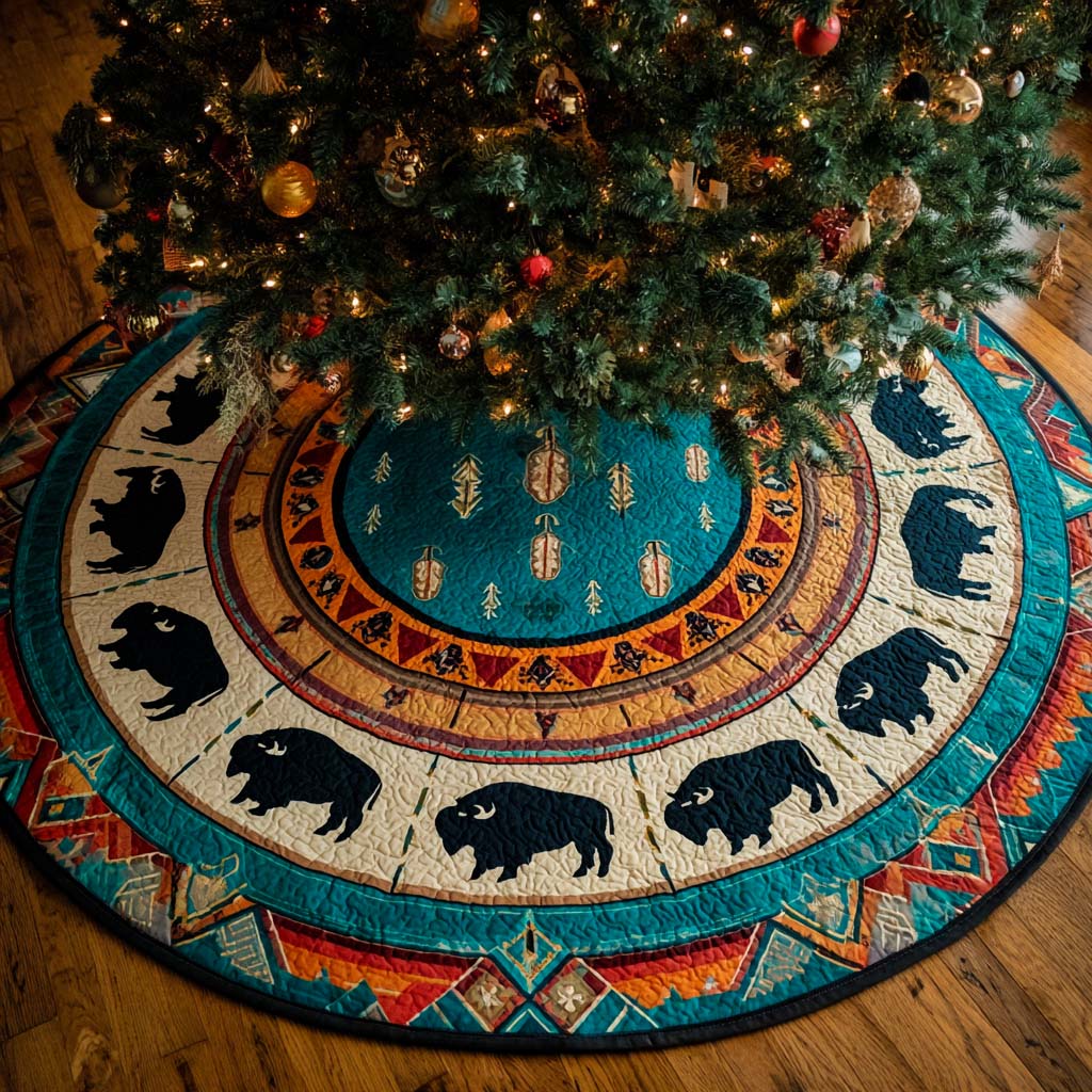 Bison Trail Compass Quilted Tree Skirt NCU0NXD1036 – Quiltnest