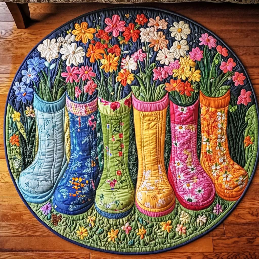 Blooming Garden Boots Quilted Round Mat NCU0NNT1930 – Quiltnest