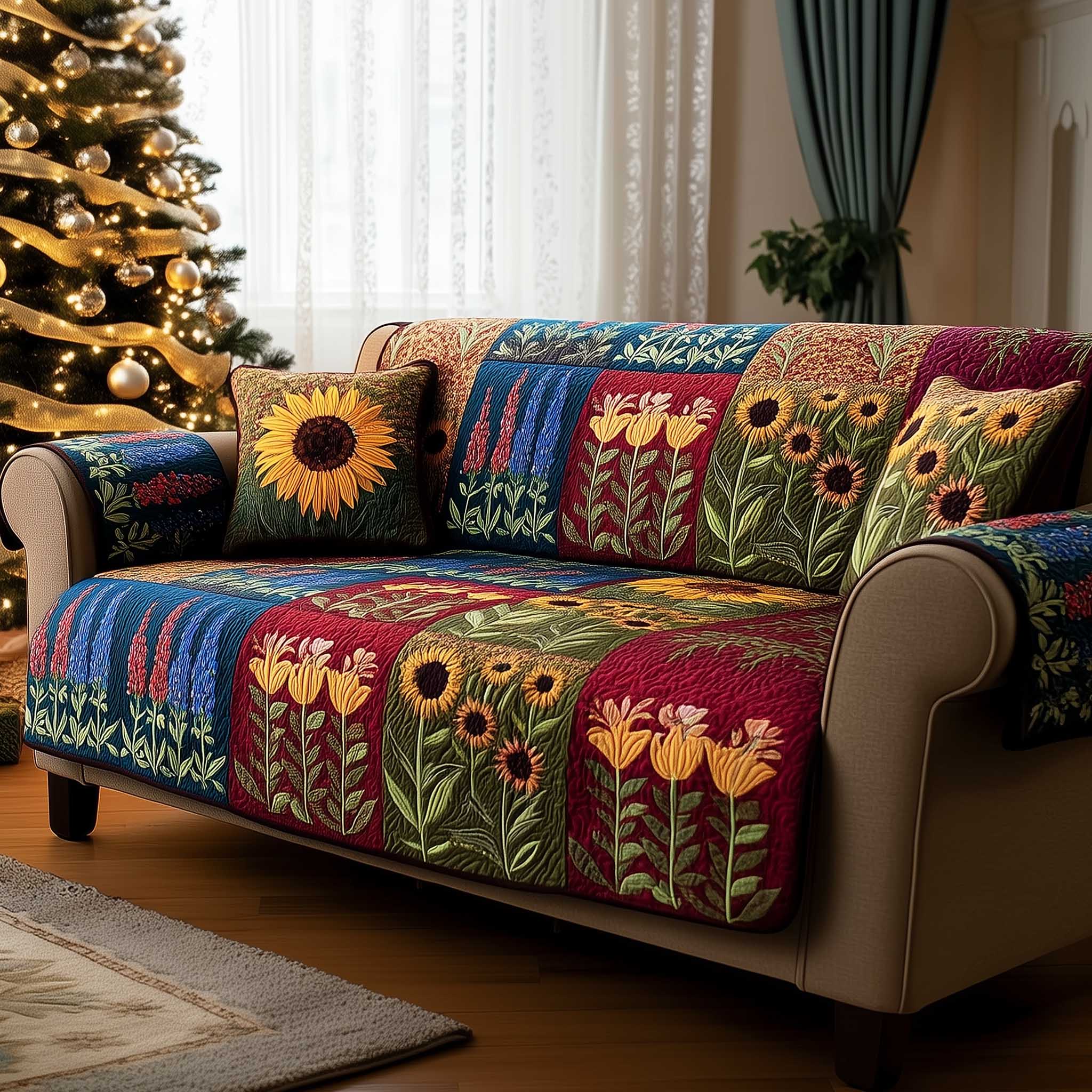 Blooming Garden Quilted Sofa Cover NCU0HTT178 – Quiltnest