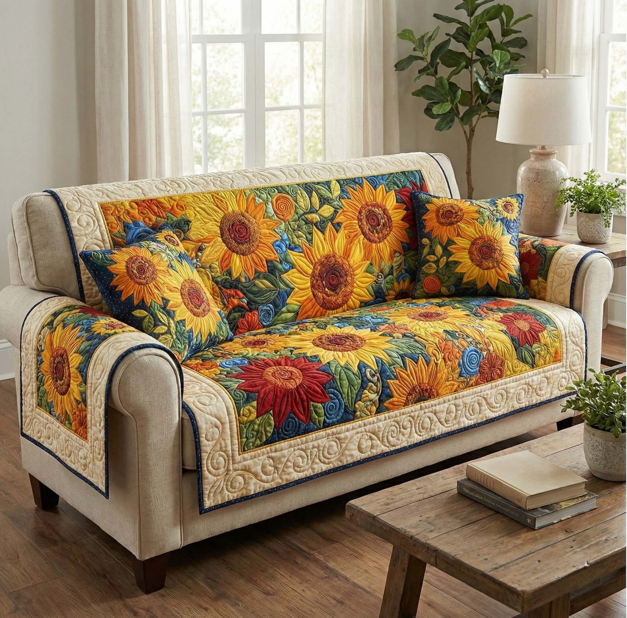 Bloomscape Charm Quilted Sofa Cover NCU0NNL175 – Quiltnest