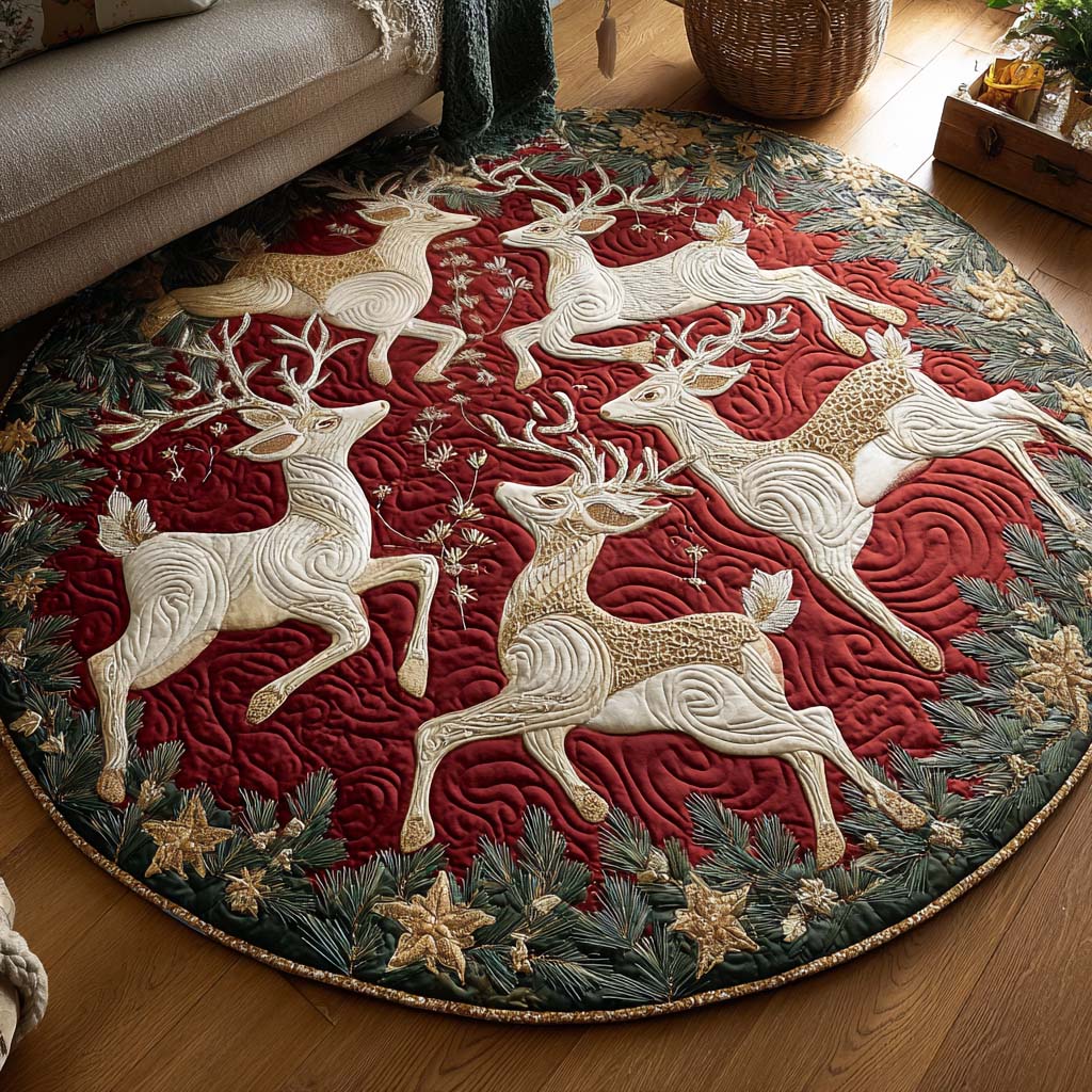Blushing Reindeer Quilted Round Mat NCU0NNT2050 – Quiltnest