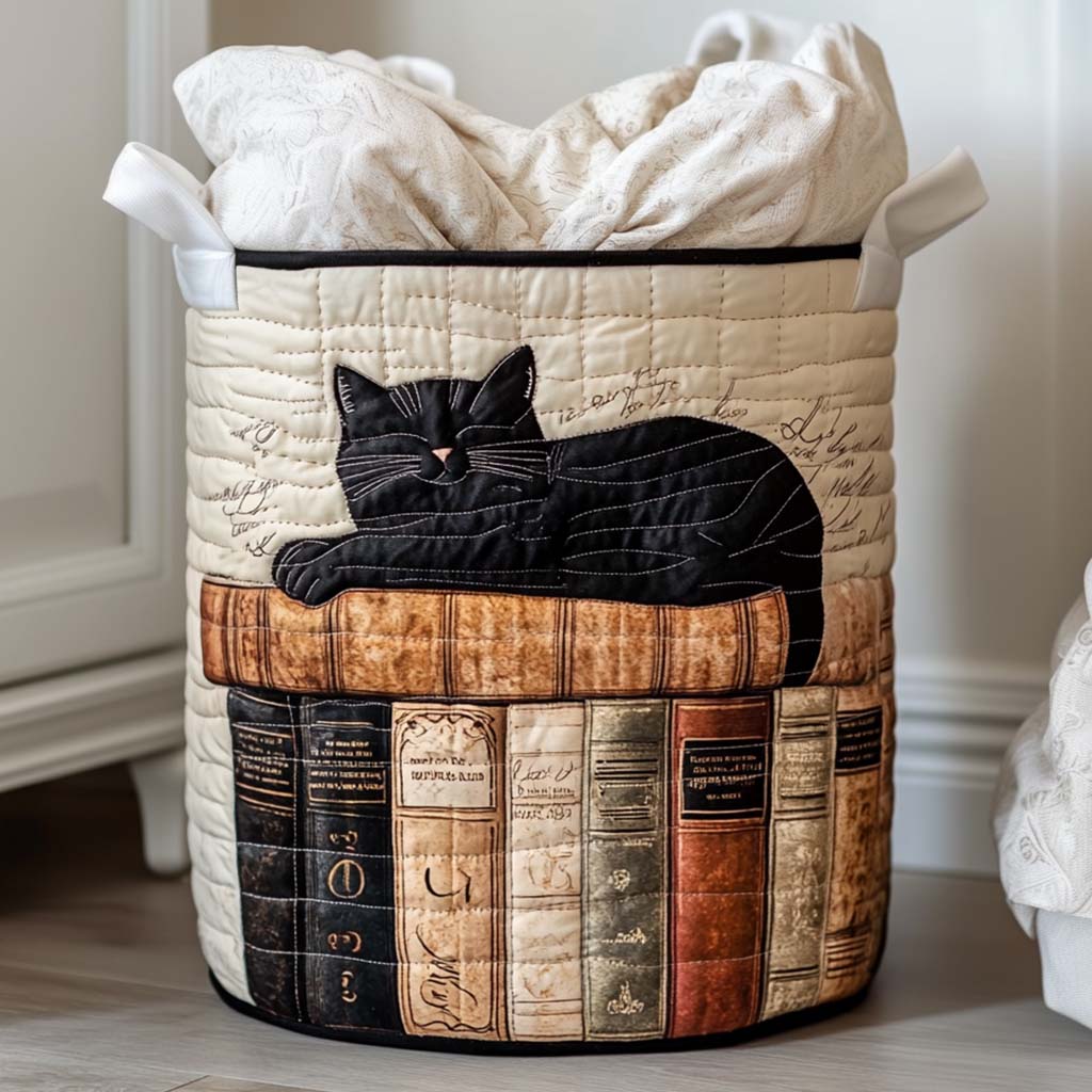 Book Cat Quilted Laundry Basket NCU0NNT1833 – Quiltnest