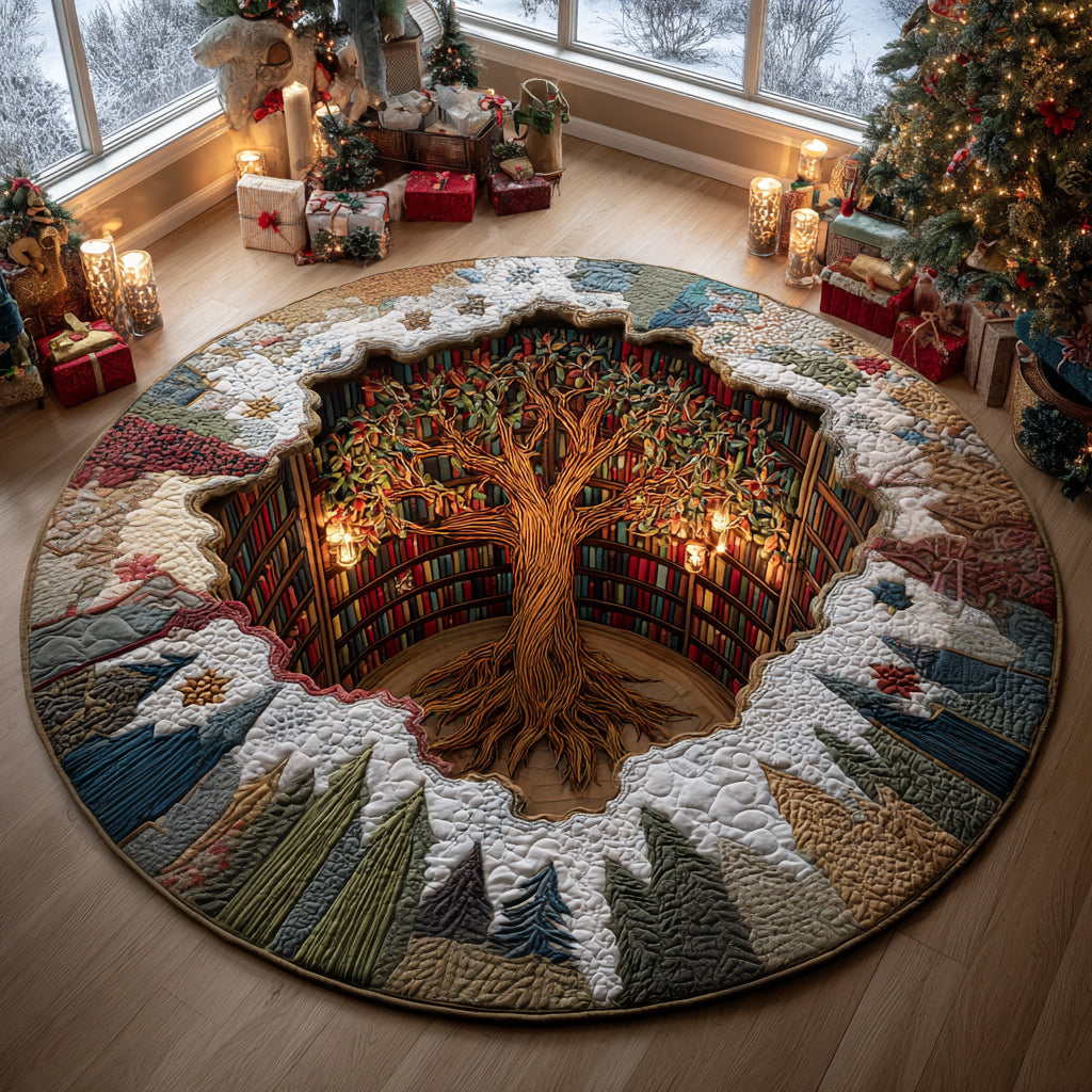 Book Chamber Tree Quilted Round Mat NCU0DV1316 – Quiltnest