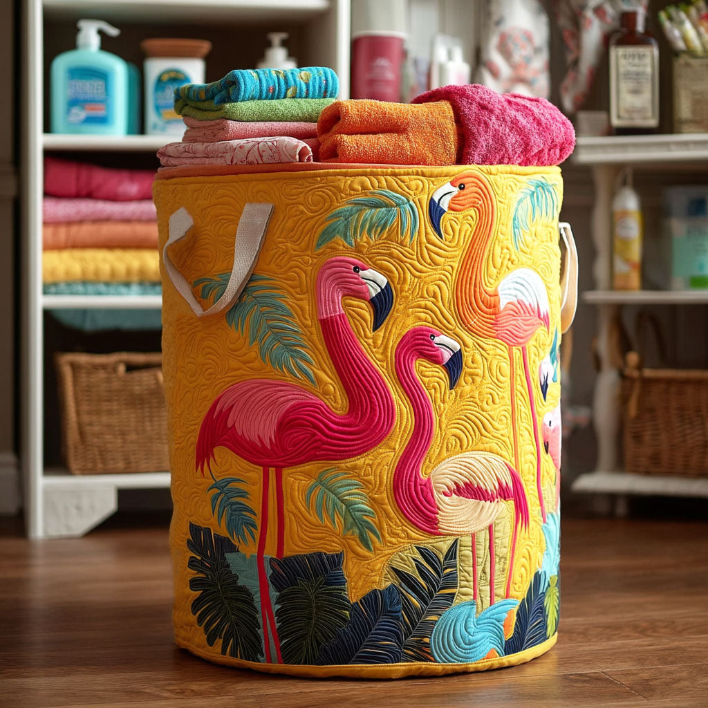 Bright Flamingo Quilted Laundry Basket NCU0NTV171 – Quiltnest