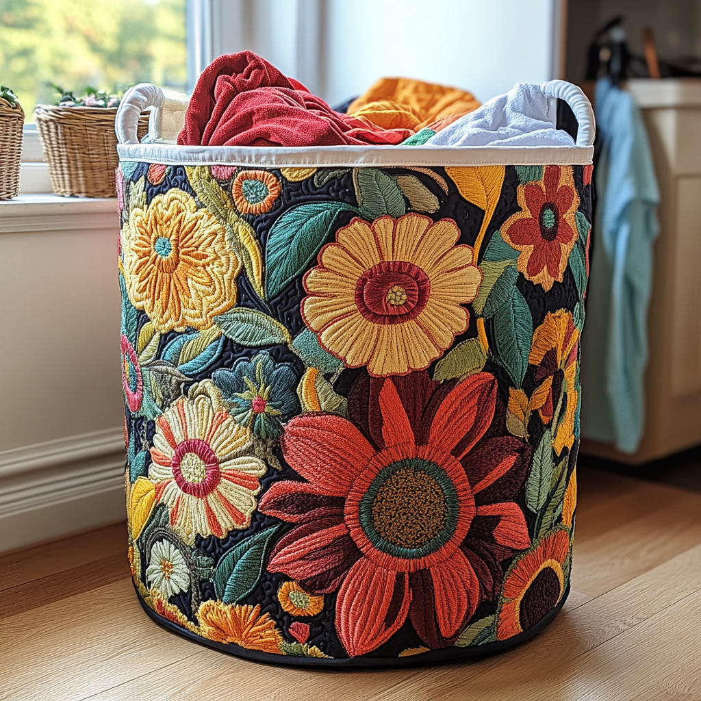 Bright Meadow Quilted Laundry Basket NCU0DDK697 – Quiltnest