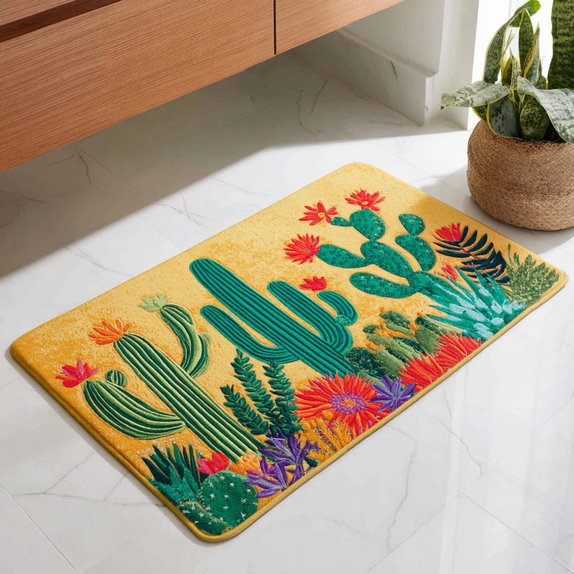 Cactus Harmony Bathroom Mat NCU0DDK2354 – Quiltnest
