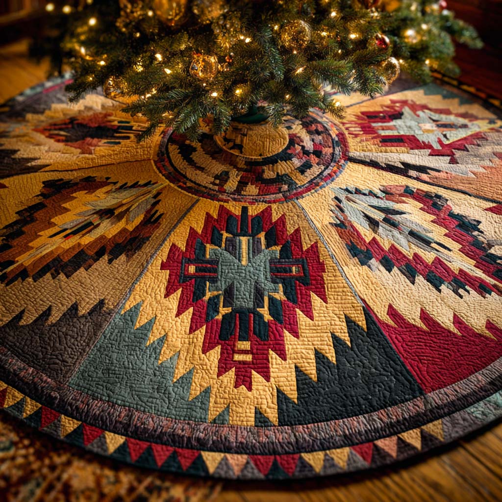 Canyon Sunset Crest Quilted Tree Skirt NCU0NXD1027 – Quiltnest