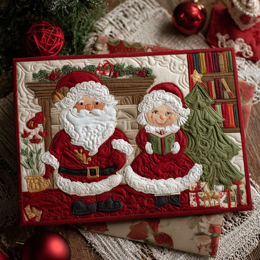 Christmas Couple Joy Quilted Fabric Postcard NCU0PTT2343 – Quiltnest