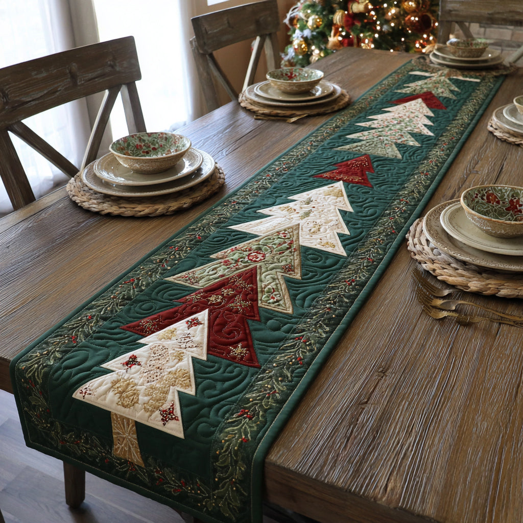 Christmas Tree Evergreen Quilted Table Runner NCU0HNH393 – Quiltnest