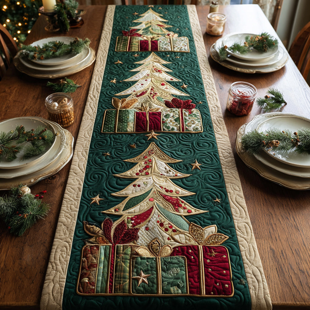 Christmas Tree Gifts Quilted Table Runner NCU0HNH394 – Quiltnest