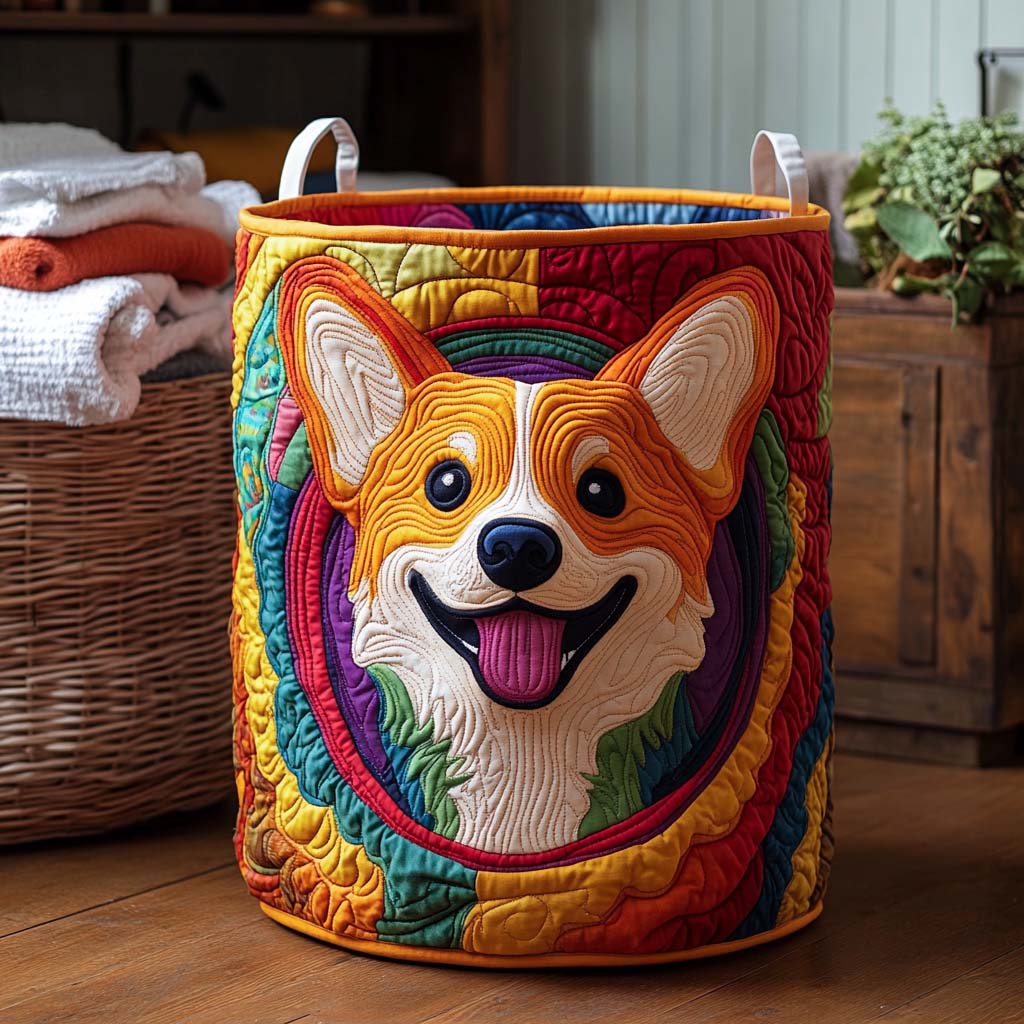 Corgi Colors Quilted Laundry Basket NCU0NXD170 – Quiltnest