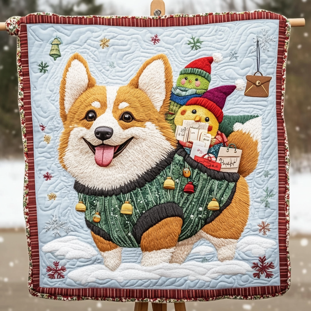 Corgi Festive Cheer Quilted Blanket NCU0DK1569 – Quiltnest