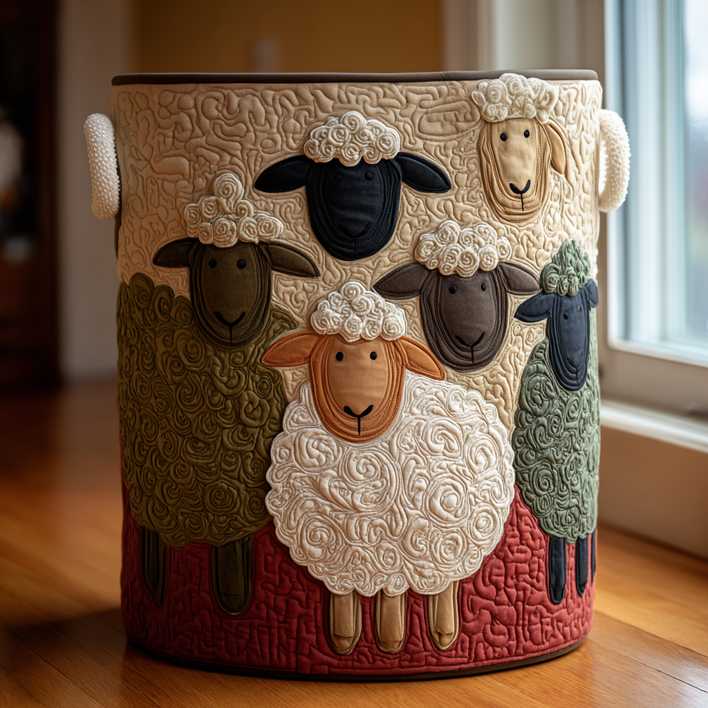 Cozy Sheep Quilted Laundry Basket NCU0DDK1926 – Quiltnest