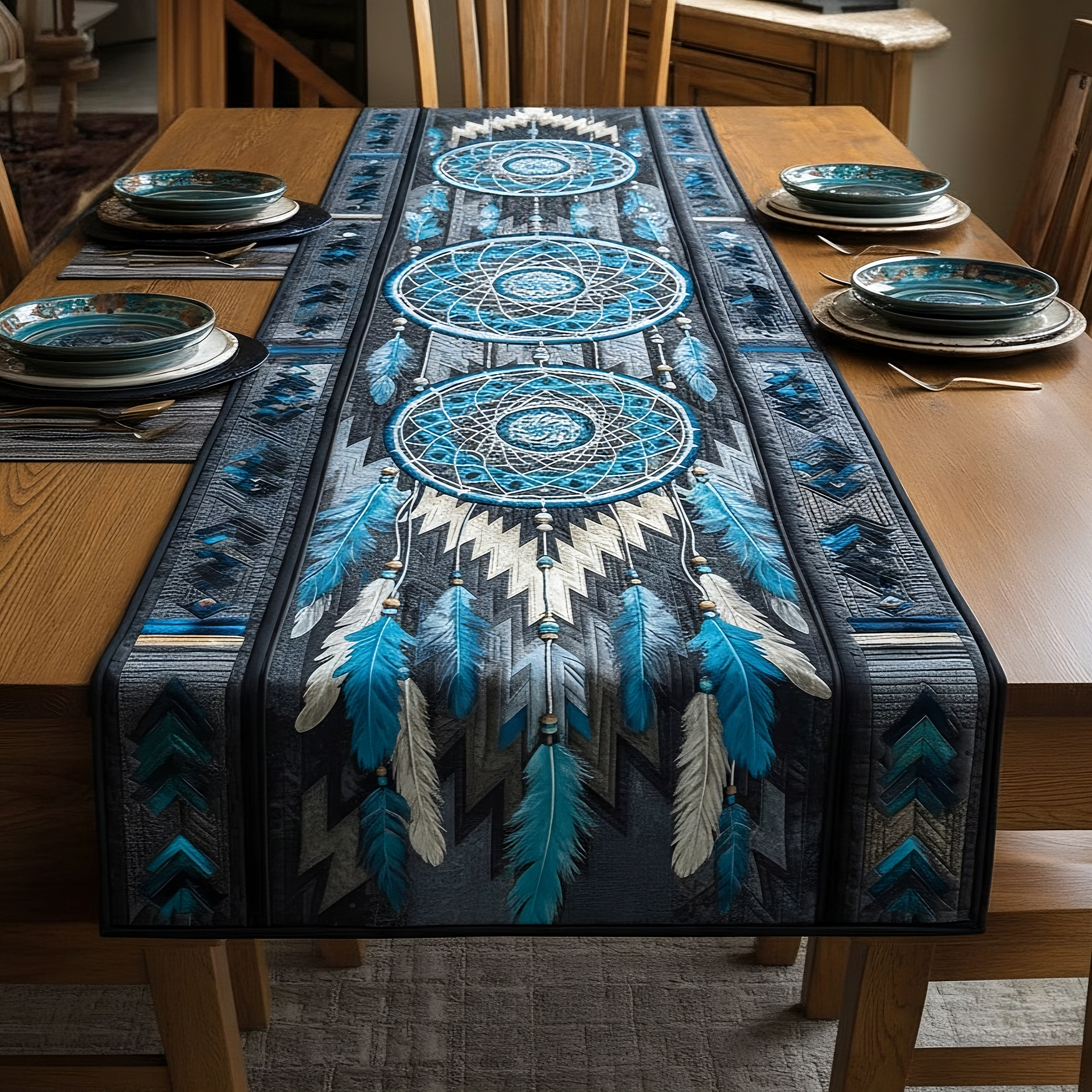 Deep Blue Canyon V2 Quilted Table Runner NCU0NXD1202 – Quiltnest