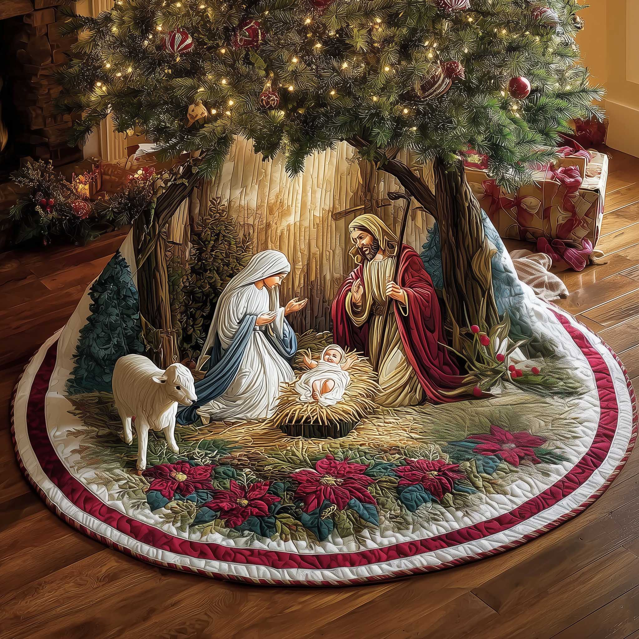 Divine Nativity Christmas Christmas Quilted Tree Skirt NCU0HTT028 ...