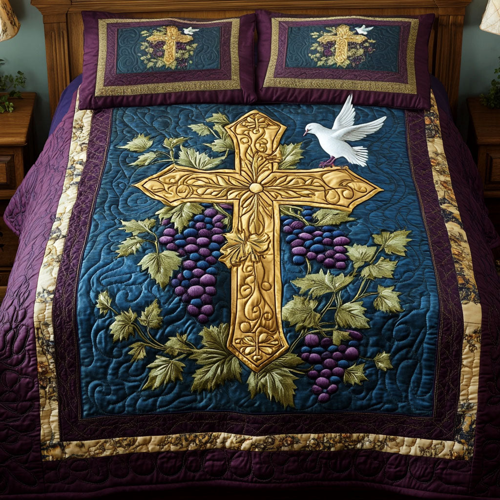 Dove Cross 3-Piece Quilted Bedding Set NCU0NNT226 – Quiltnest