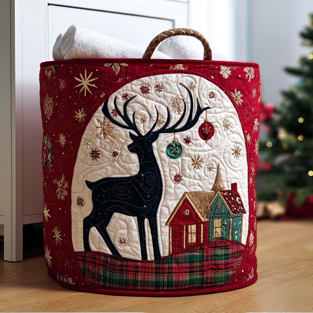 Enchanted Reindeer Quilted Laundry Basket NCU0PTT1529 – Quiltnest