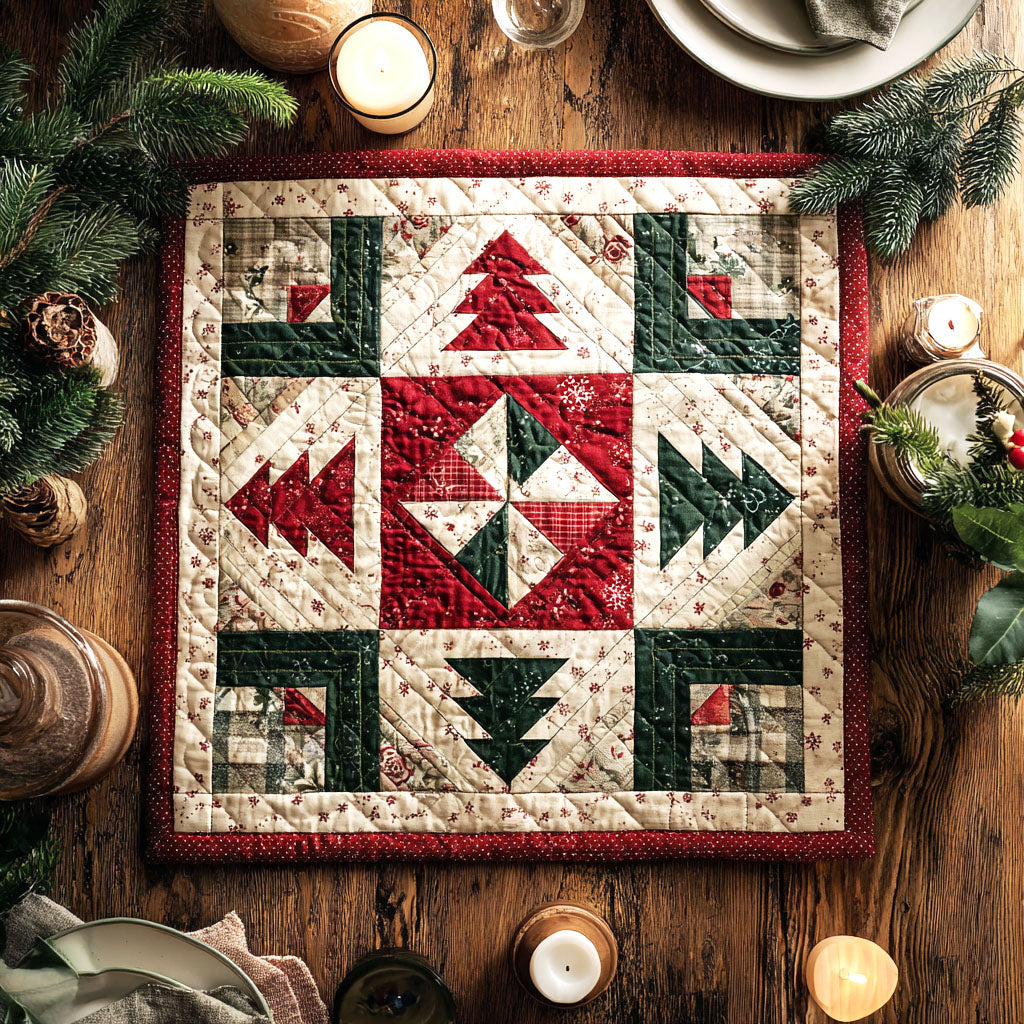 Evergreen Patchwork Quilted Table Topper NCU0NTV133 – Quiltnest