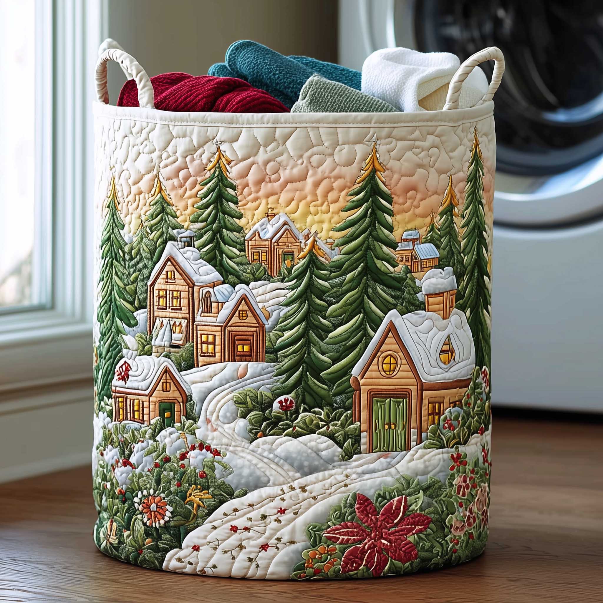 Evergreen Village Quilted Laundry Basket NCU0HTT011 – Quiltnest