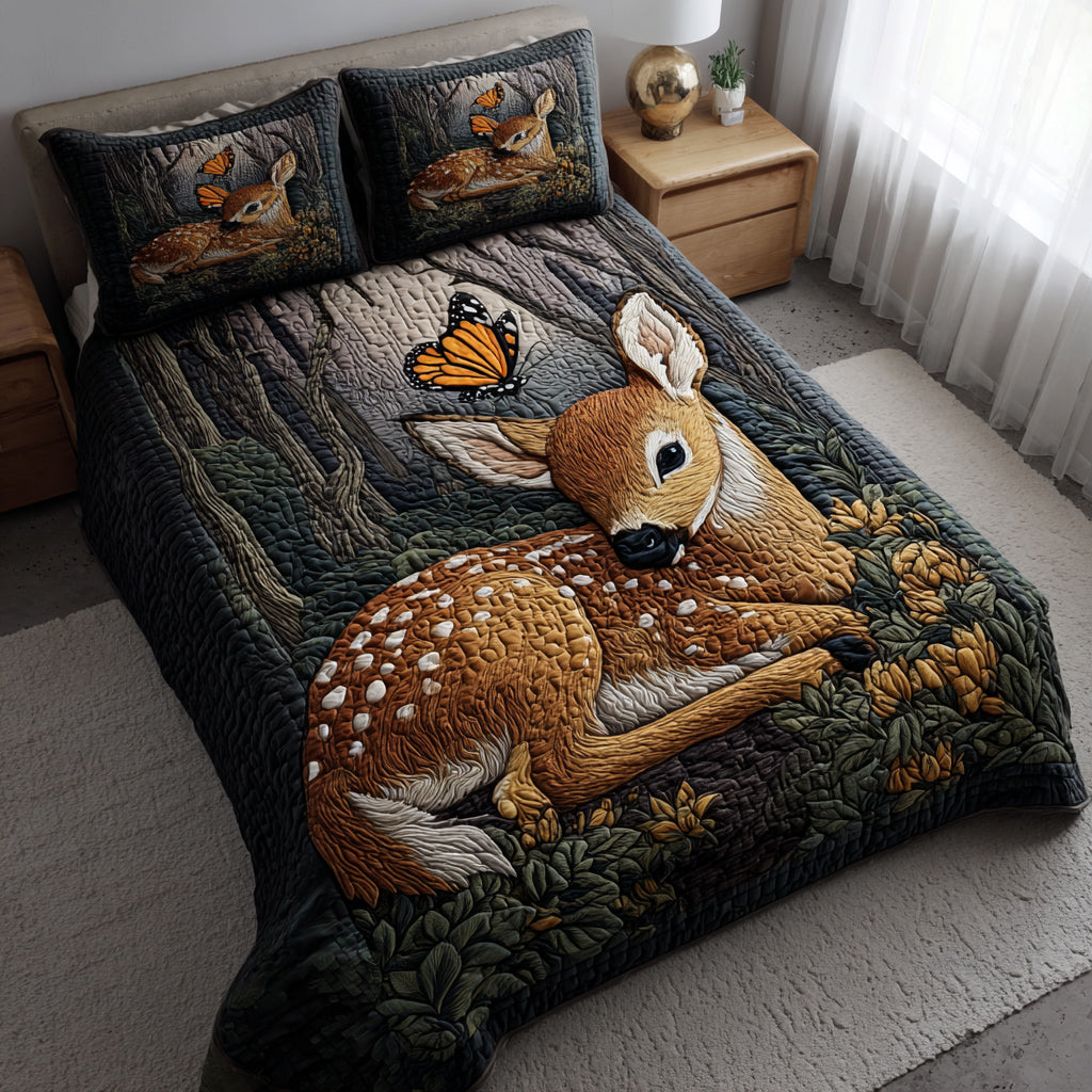Forest Fawn 3-Piece Quilted Bedding Set NCU0HNH328 – Quiltnest