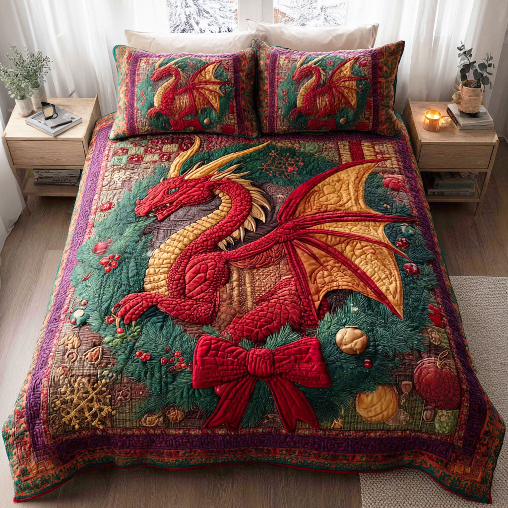 Frostfire Dragon 3-Piece Quilted Bedding Set NCU0NTD545 – Quiltnest