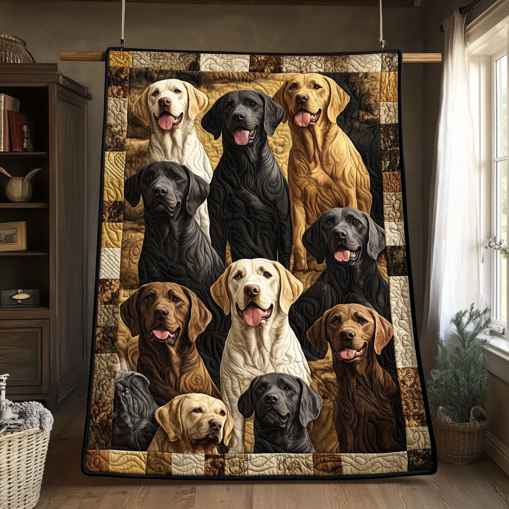 Furry Friend Labrador Quilted Blanket NCU0PD472 – Quiltnest