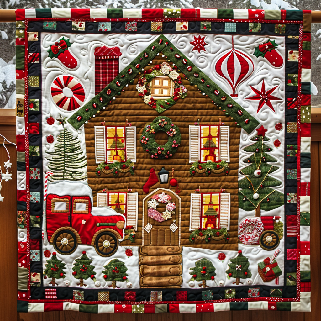 Gingerbread House Quilted Blanket NCU0NT098 – Quiltnest