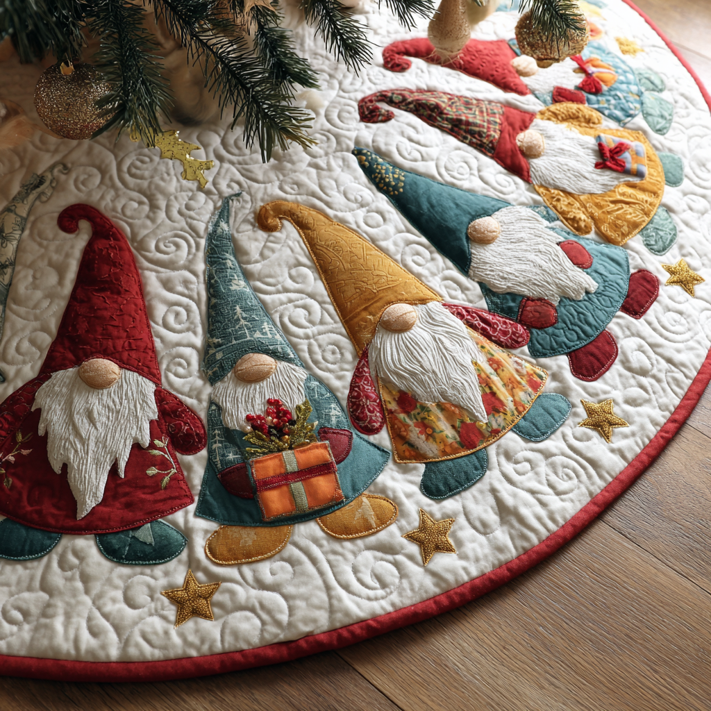 Gnome Blessing Christmas Quilted Tree Skirt NCU0DDK1645 – Quiltnest