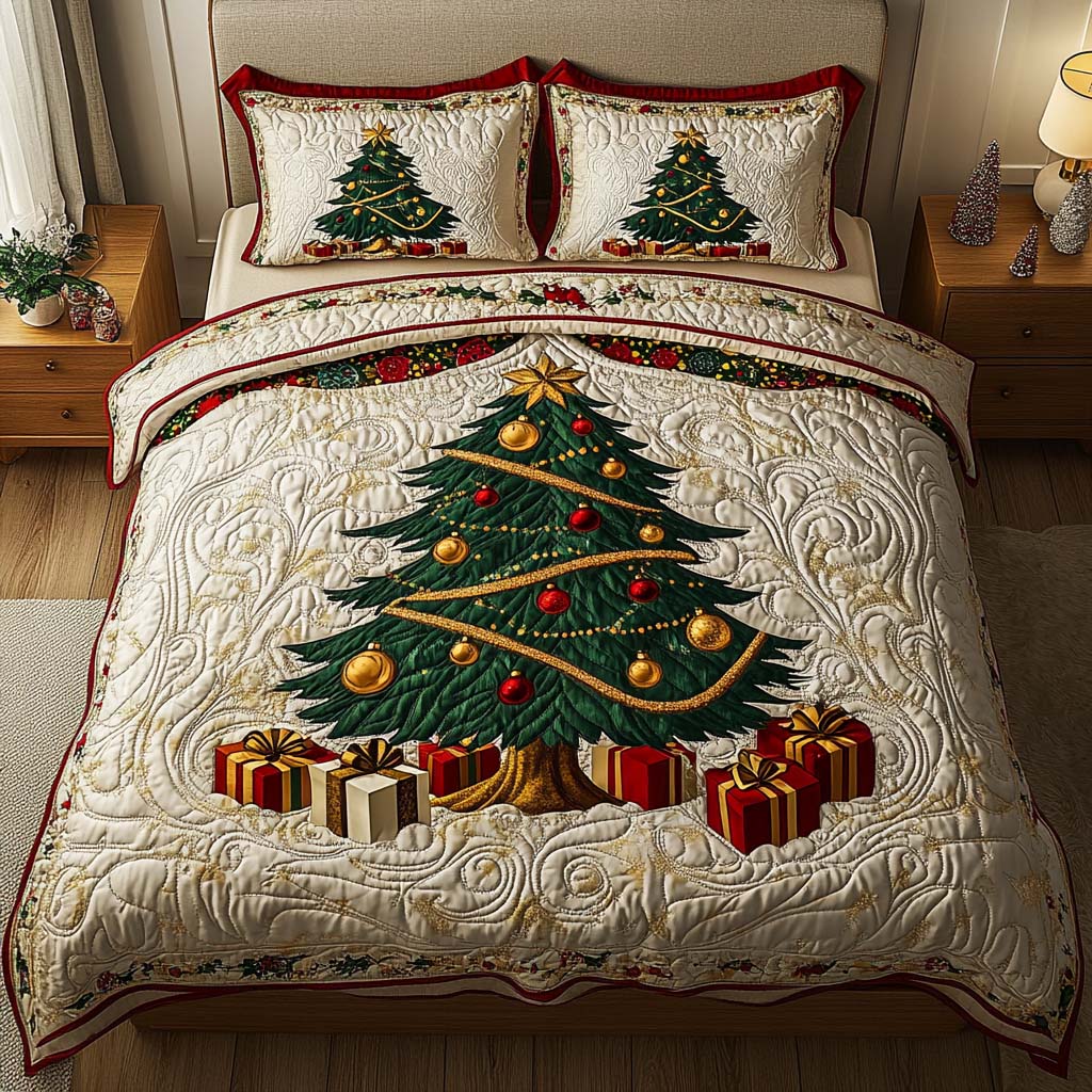 Golden Evergreen 3-Piece Quilted Bedding Set NCU0DQQ014 – Quiltnest