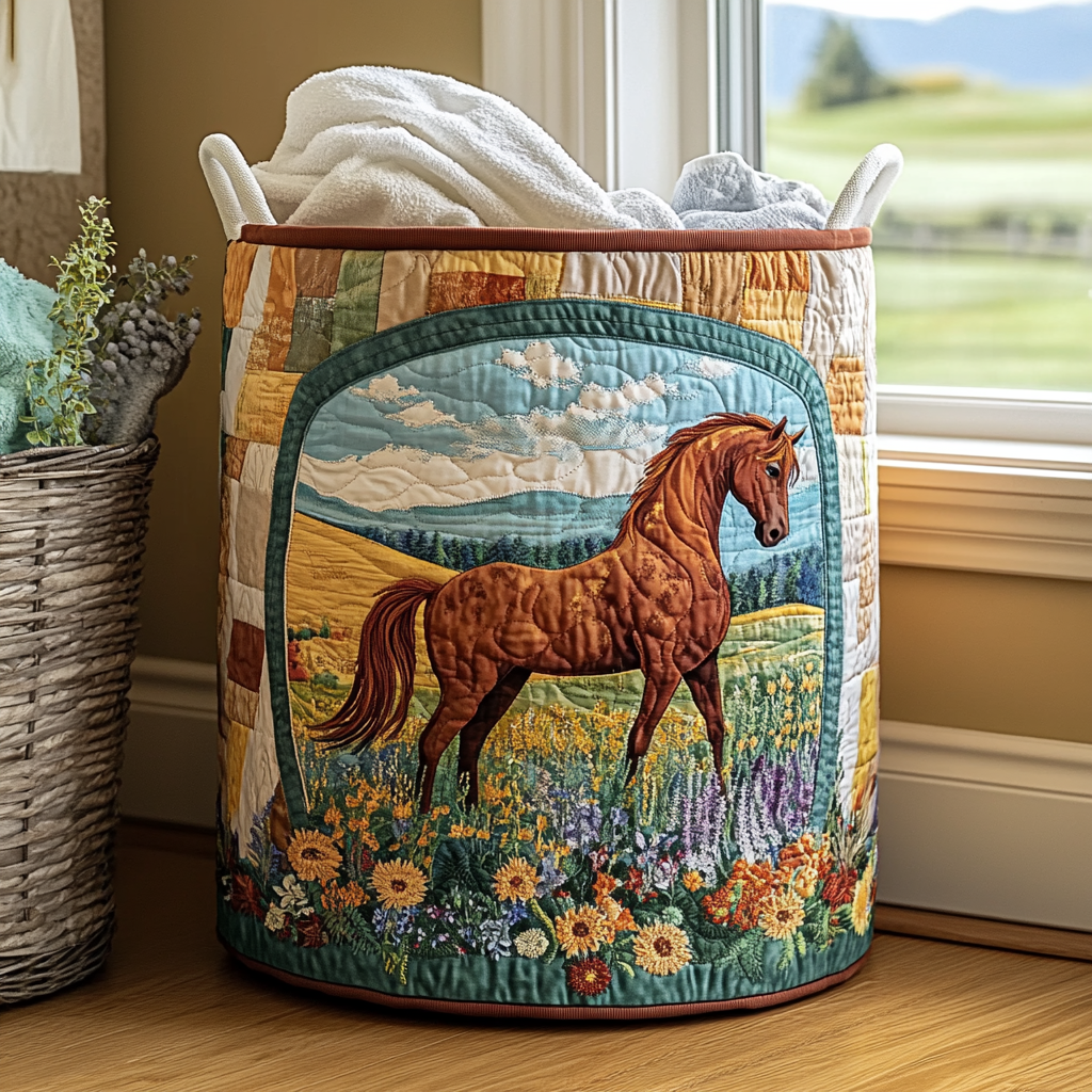Golden Horse Quilted Laundry Basket NCU0DDK1055 – Quiltnest