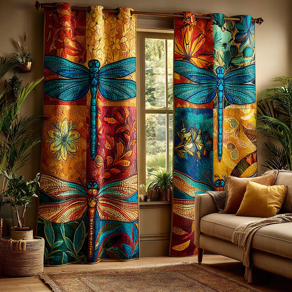 Golden Pond Dragonfly Quilted Curtains NCU0NTD978 – Quiltnest