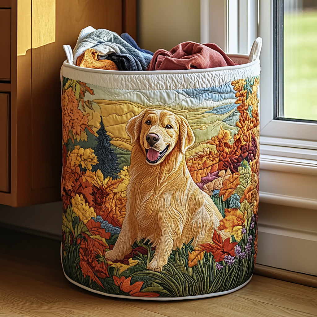 Golden Retriever Joy Quilted Laundry Basket NCU0DDK839 – Quiltnest