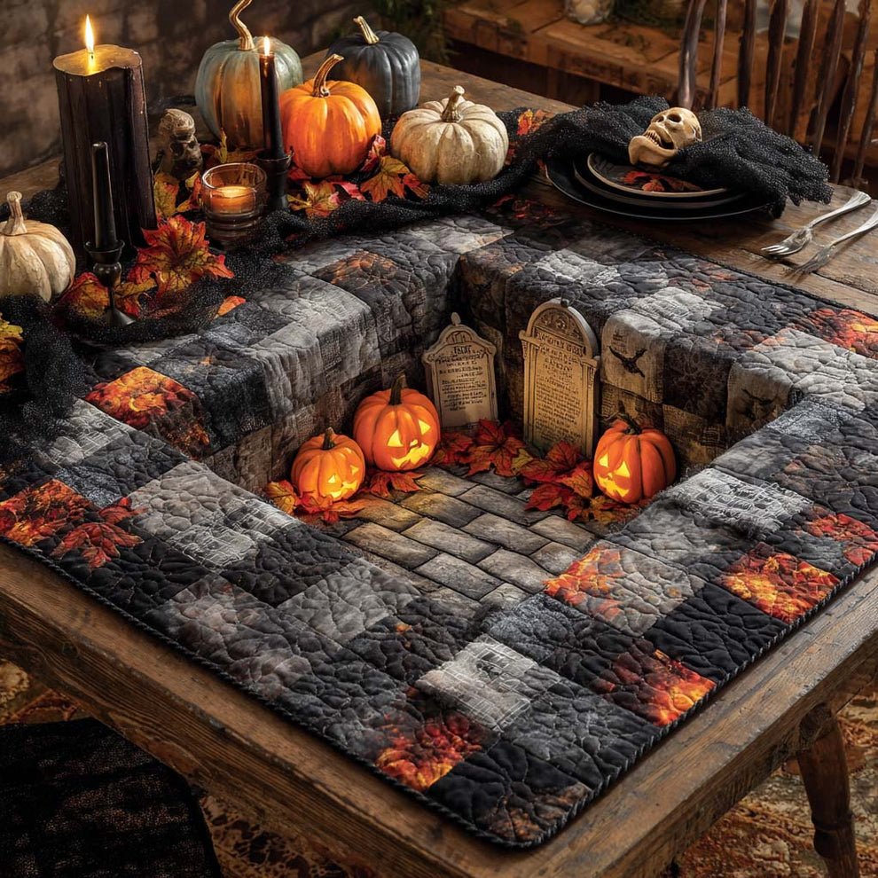 Gravestone Pumpkin Pit Quilted Table Topper NCU0NXD378 – Quiltnest