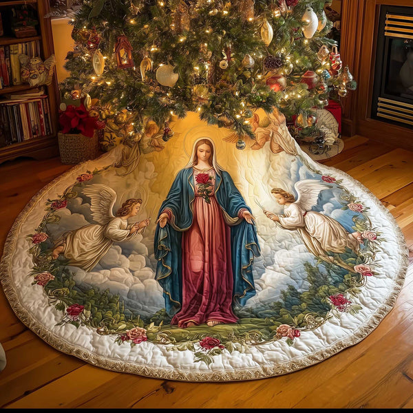 Heavenly Blessing Angel Christmas Quilted Tree Skirt NCU0HTT038 – Quiltnest