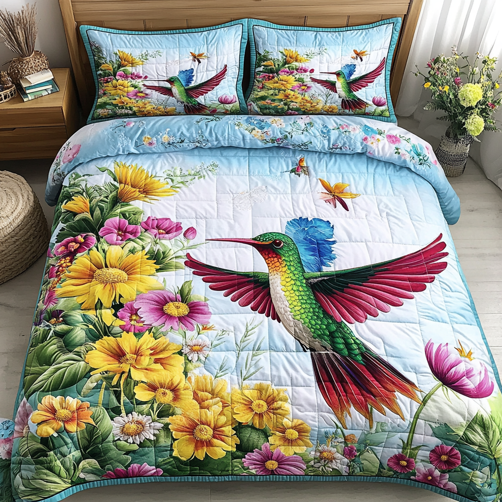 Hummingbird Joy 3-Piece Quilted Bedding Set NCU0DDK233 – Quiltnest