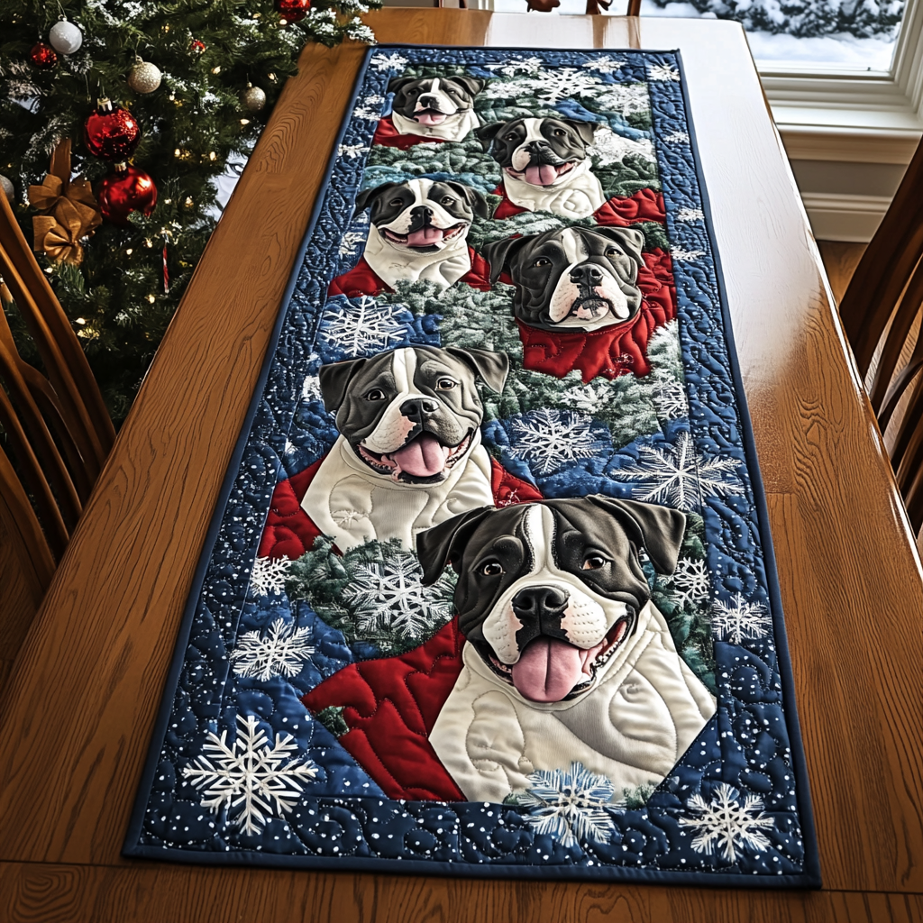 Joyful Pitbull Quilted Table Runner NCU0DDK1529 – Quiltnest
