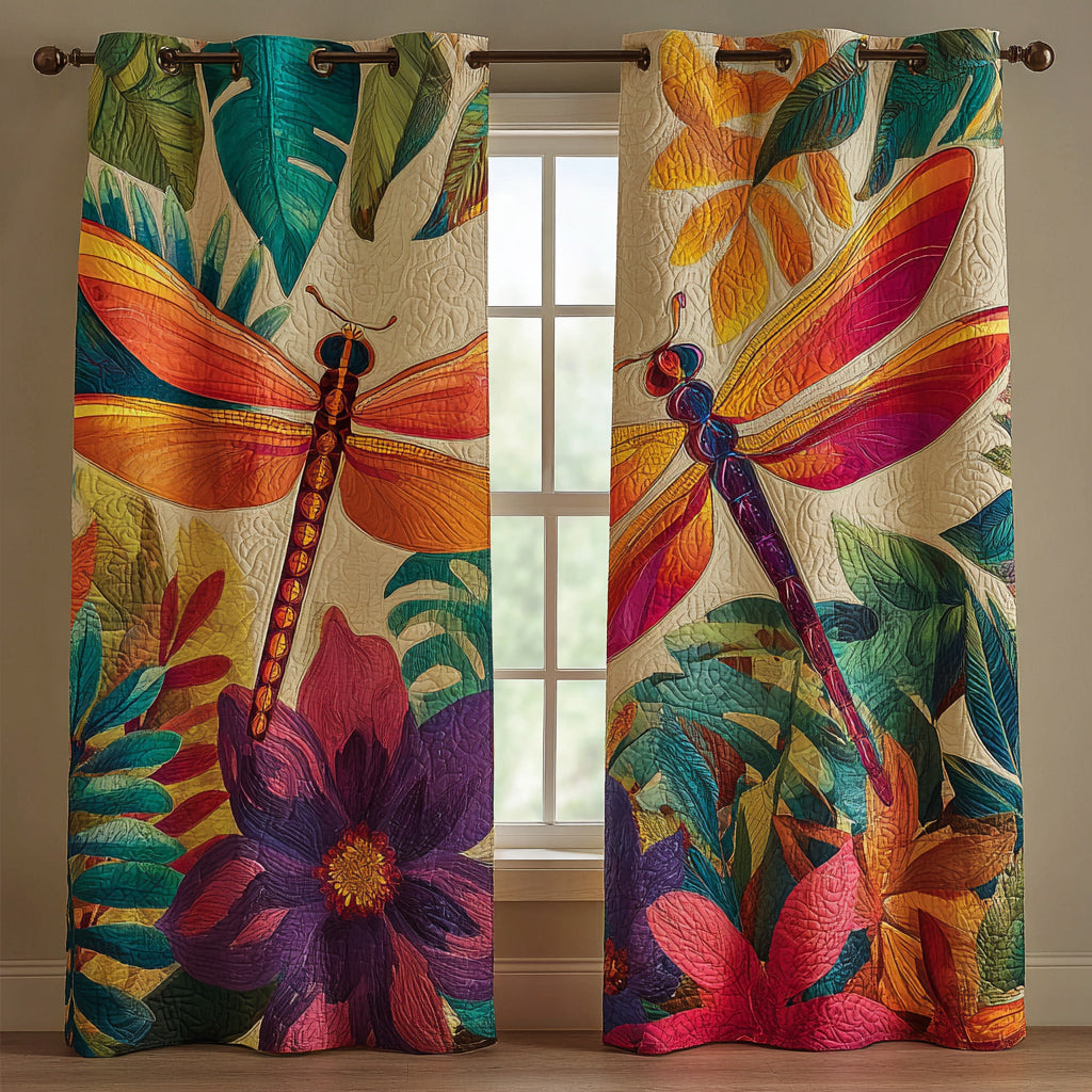 Jungle Dragonfly Quilted Curtains NCU0HNH610 – Quiltnest