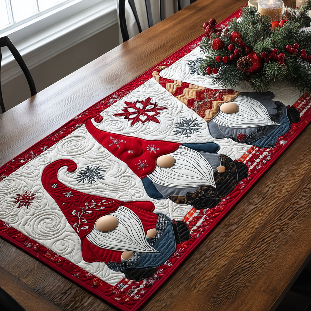 Merry Gnome Quilted Table Runner NCU0DDK1322 – Quiltnest