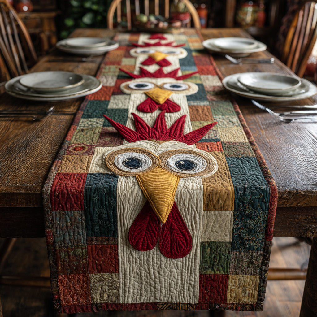 Modern Chicken Quilted Table Runner NCU0HNH345 – Quiltnest