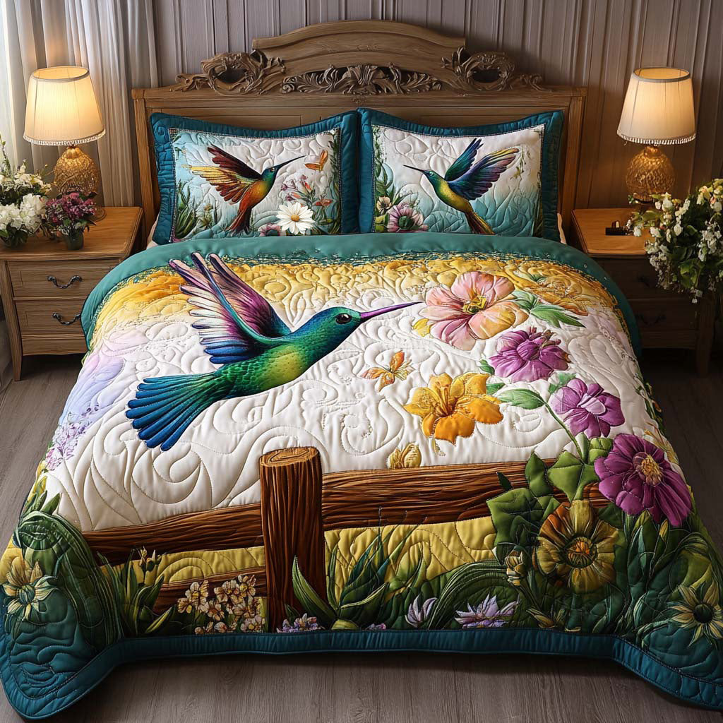 Hummingbird 3-Piece Quilted Bedding Set NCU0QN049 – Quiltnest
