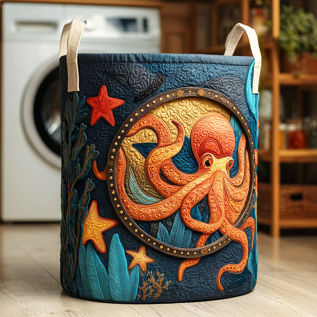 Ocean Octopus Quilted Laundry Basket NCU0NTD375 – Quiltnest