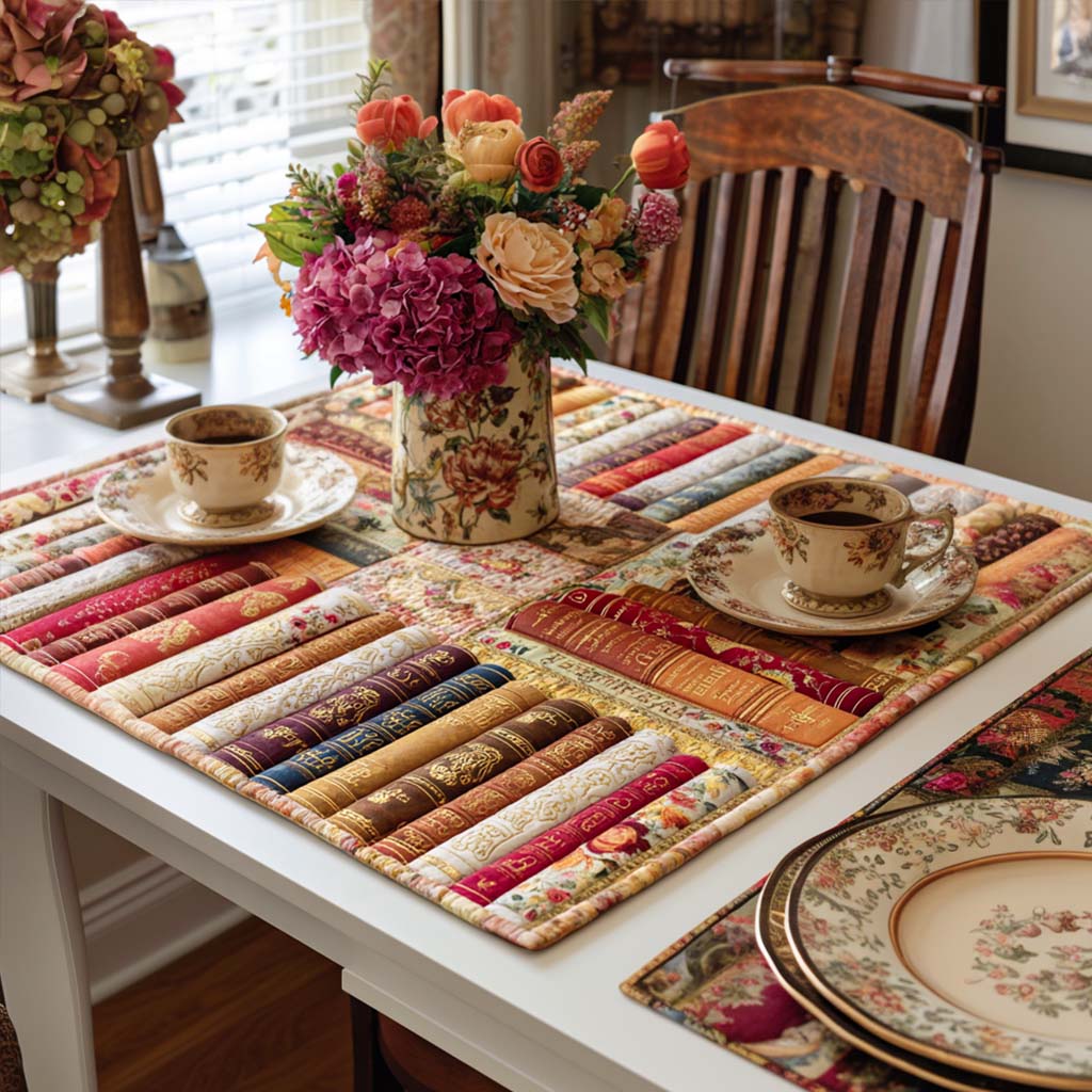 Page Turn Joy Quilted Table Topper NCU0NNT1387 – Quiltnest