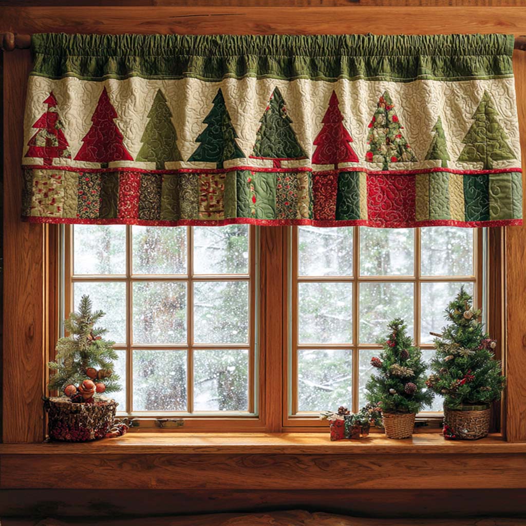 Patchwork Pine Row Quilted Valance NCU0NNT1537 – Quiltnest